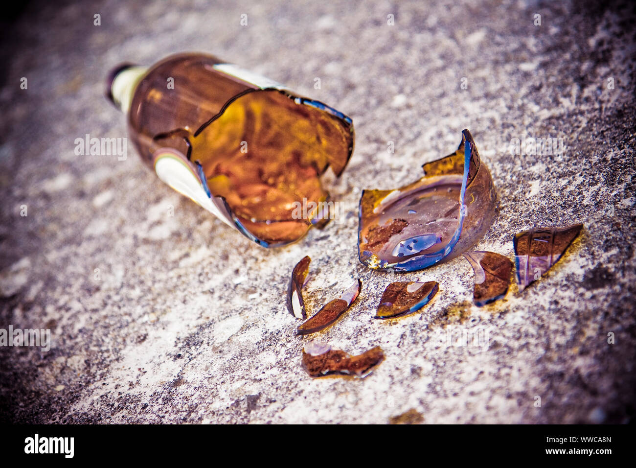Beer bottle broken shattered smashed hi-res stock photography and ...