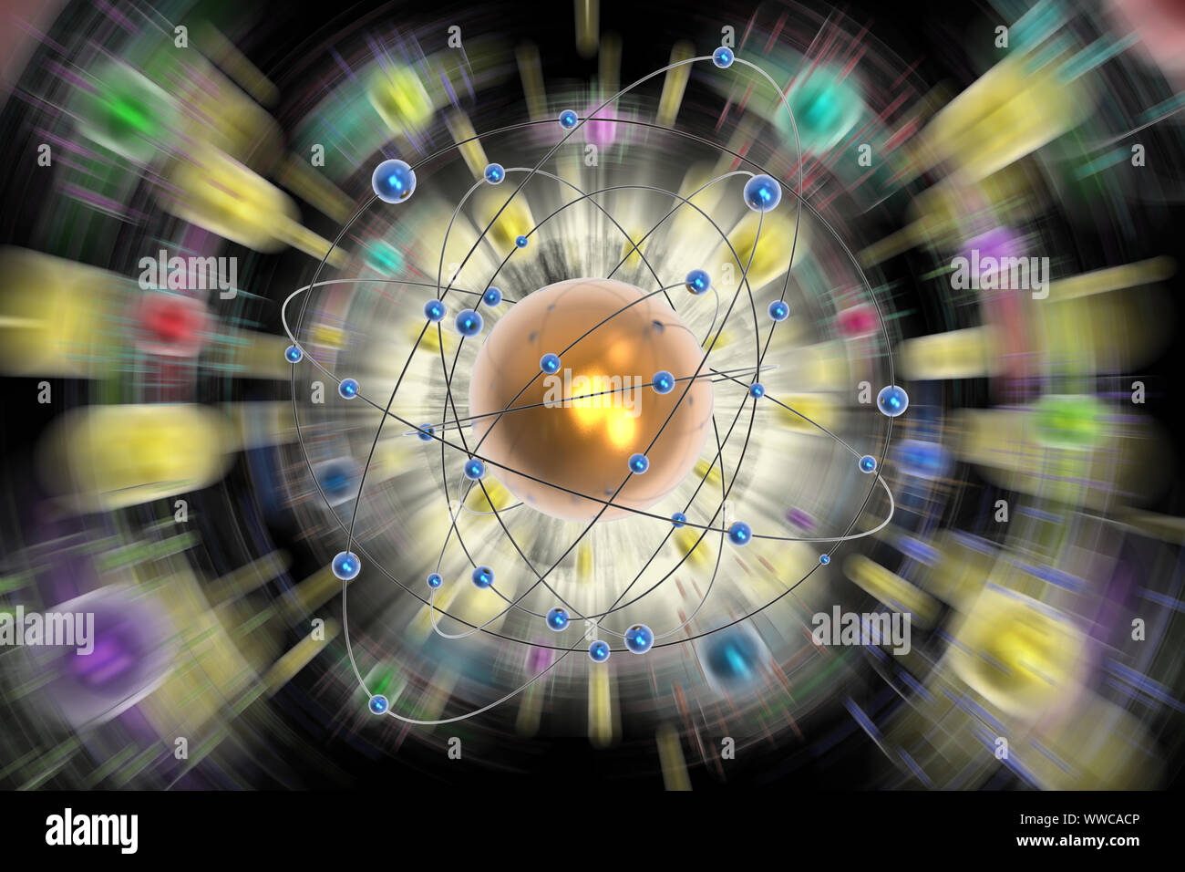 3D illustration. Abstract image. Space, atoms, planets, molecules ...