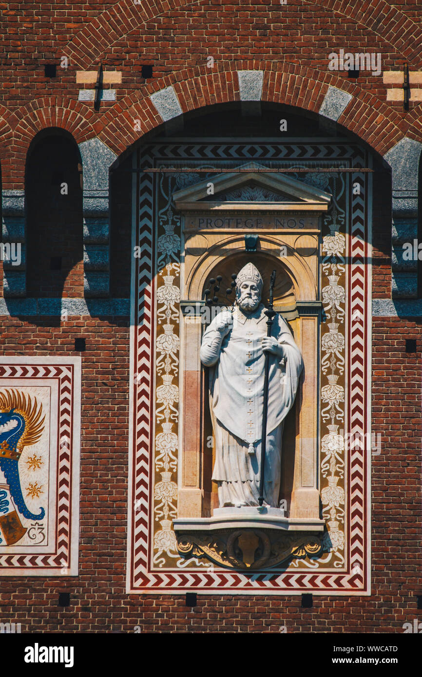 Statue of saint ambrose at torre del filarete hi-res stock photography ...