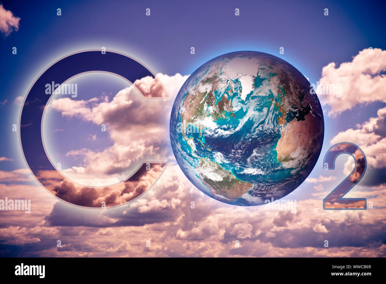 Presence of CO2 in the atmosphere - concept image with an Earth image ...