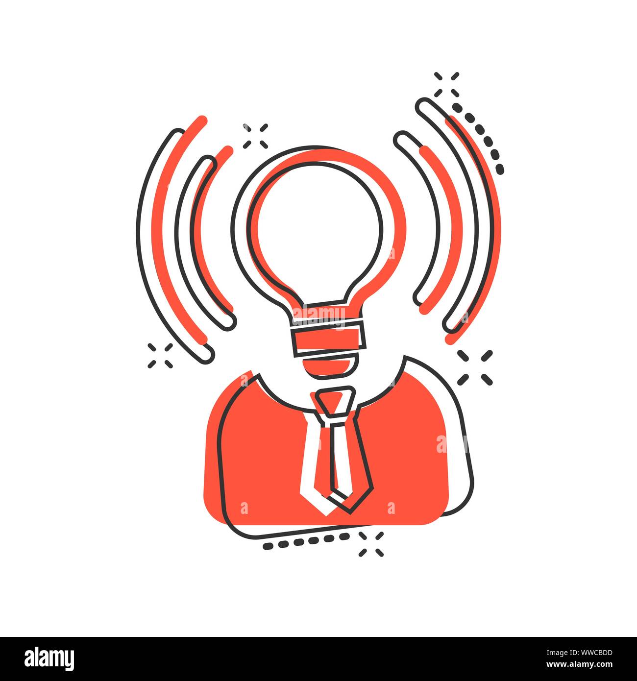 Mind awareness icon in comic style. Idea human vector cartoon ...