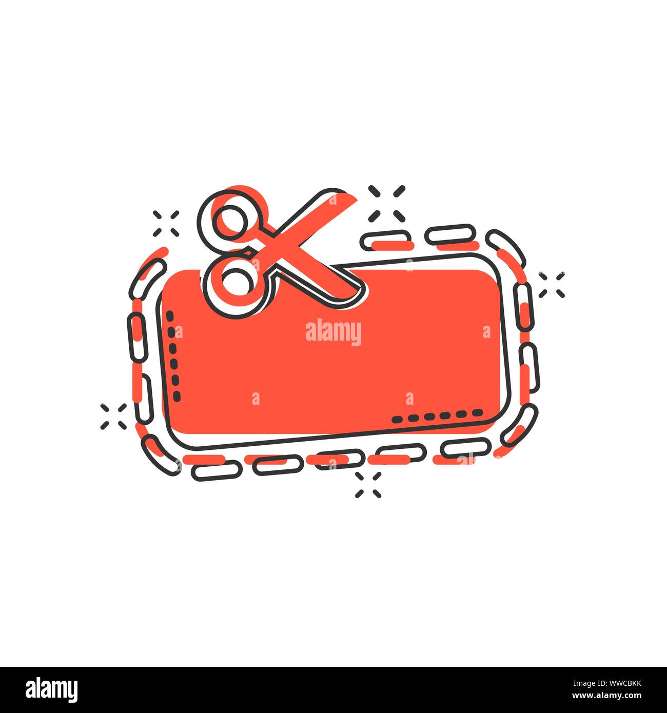 Discount coupon icon in comic style. Scissors with price tag vector ...