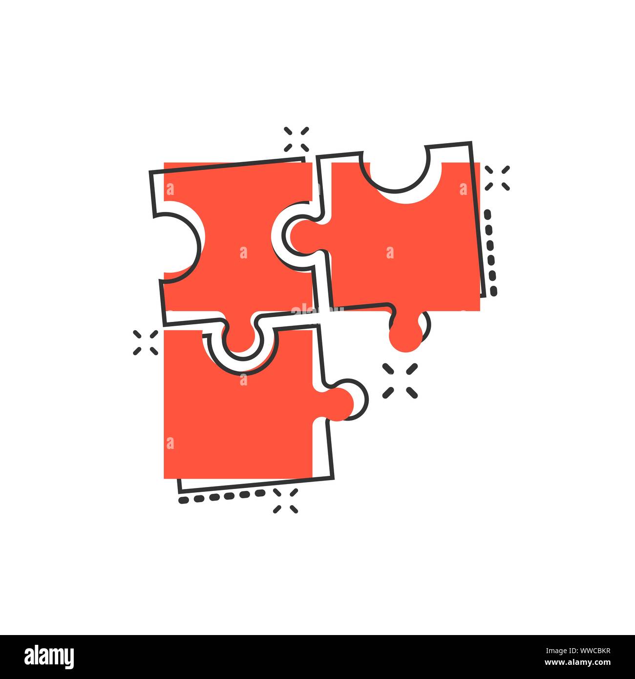 Puzzle compatible icon in comic style. Jigsaw agreement vector cartoon ...