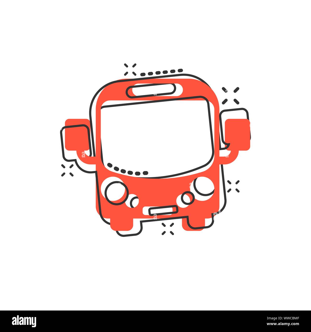 School bus icon in comic style. Autobus vector cartoon illustration on ...