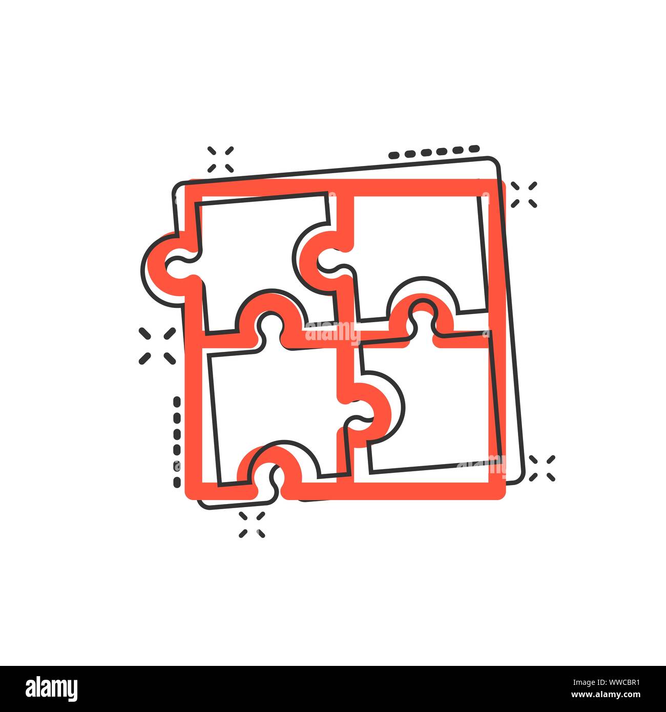 Puzzle compatible icon in comic style. Jigsaw agreement vector cartoon ...
