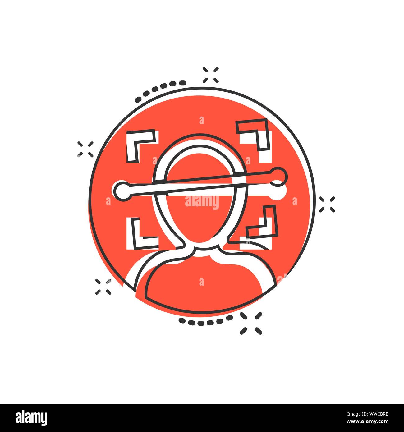 Face scan icon in comic style. Facial id vector cartoon illustration on ...