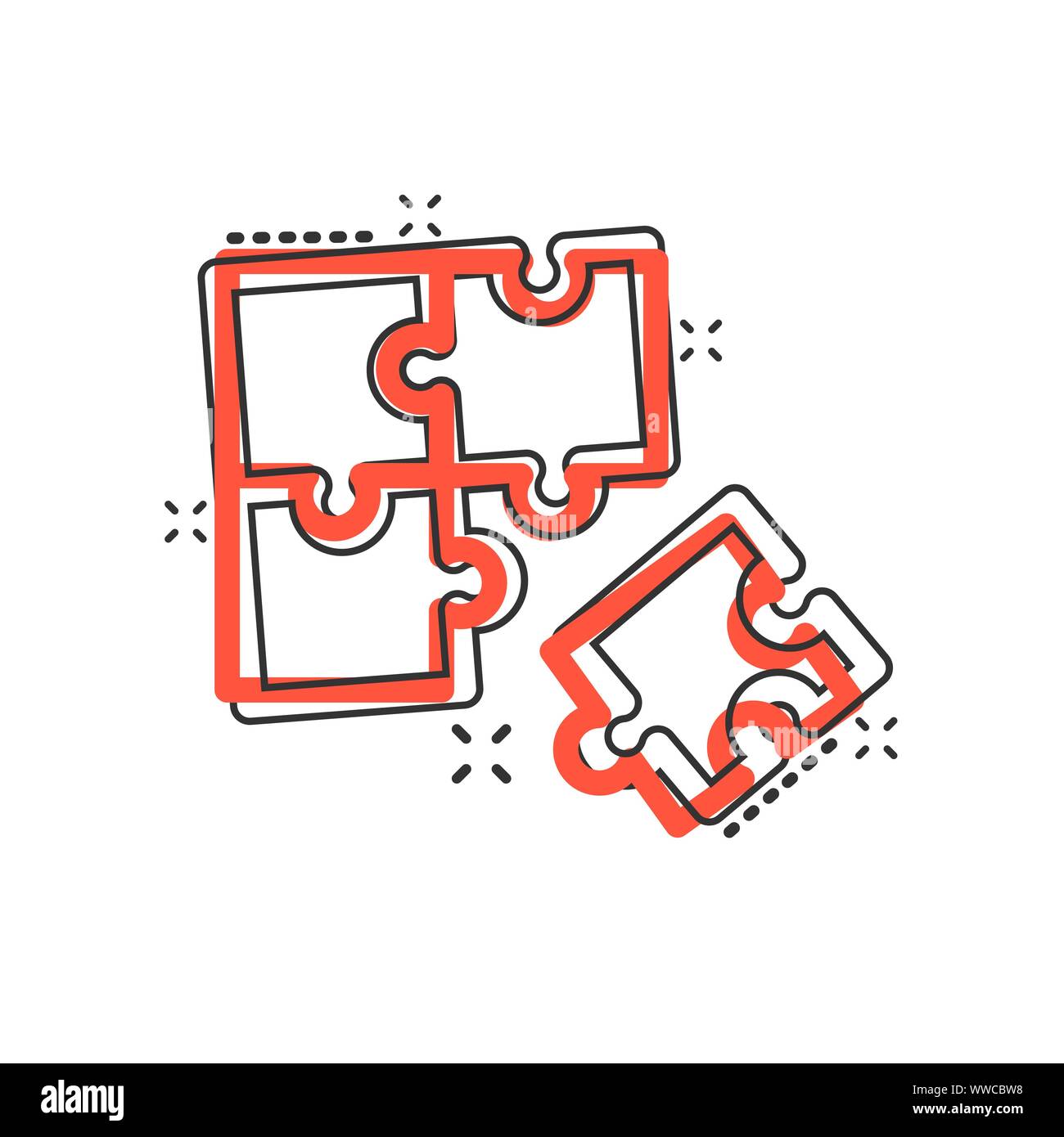 Puzzle compatible icon in comic style. Jigsaw agreement vector cartoon ...