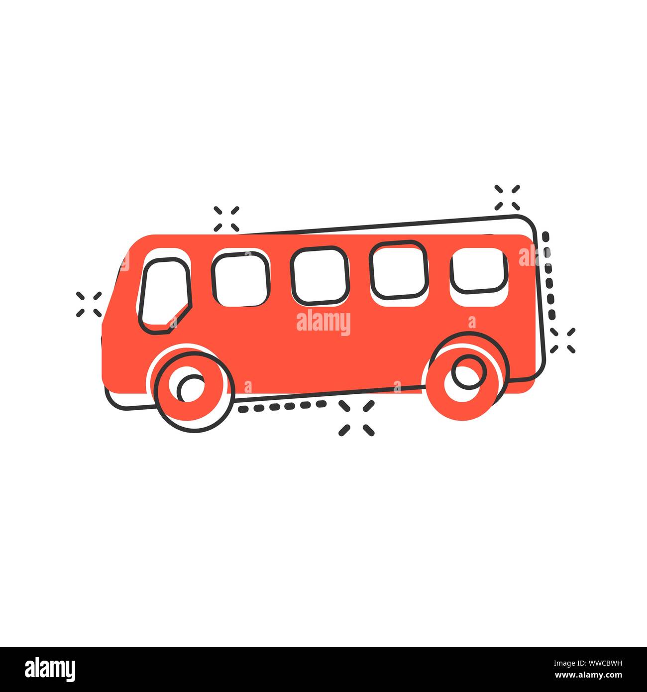 School bus icon in comic style. Autobus vector cartoon illustration on ...