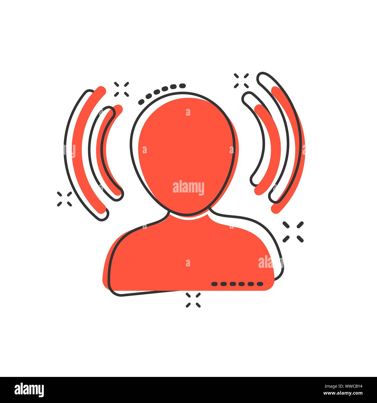 Mind awareness icon in comic style. Idea human vector cartoon ...