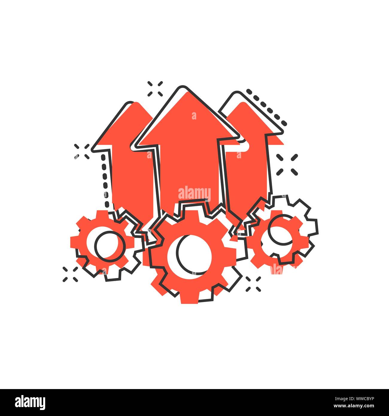Operation project icon in comic style. Gear process vector cartoon ...