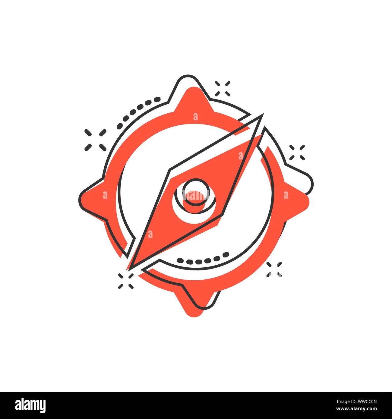 Global navigation icon in comic style. Compass gps vector cartoon ...