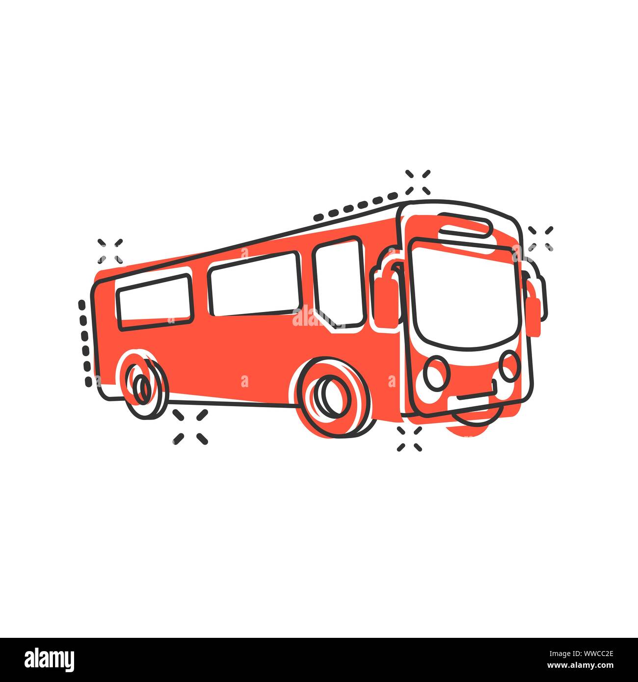 School bus icon in comic style. Autobus vector cartoon illustration on ...