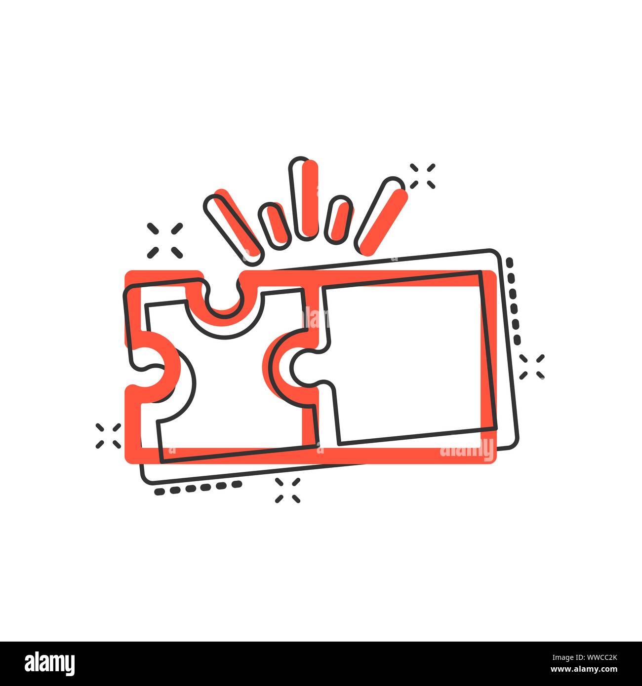 Puzzle compatible icon in comic style. Jigsaw agreement vector cartoon ...