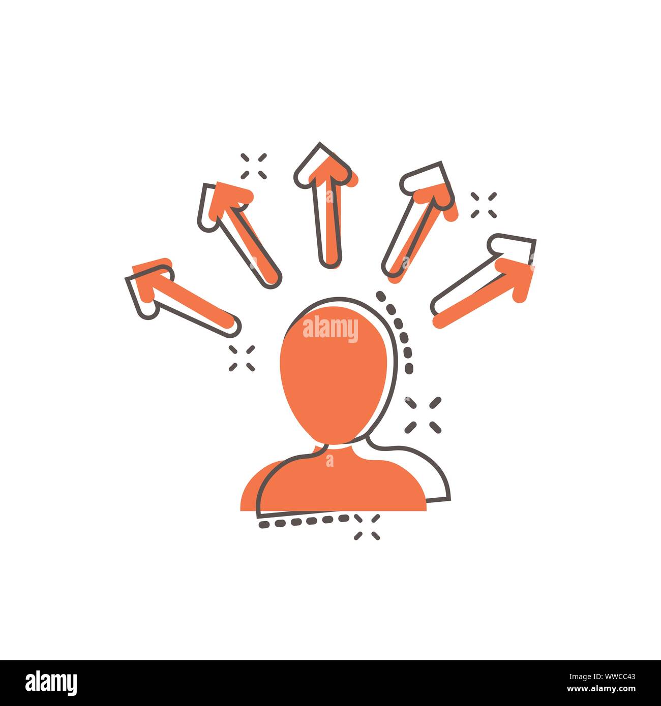 Mind awareness icon in comic style. Idea human vector cartoon ...