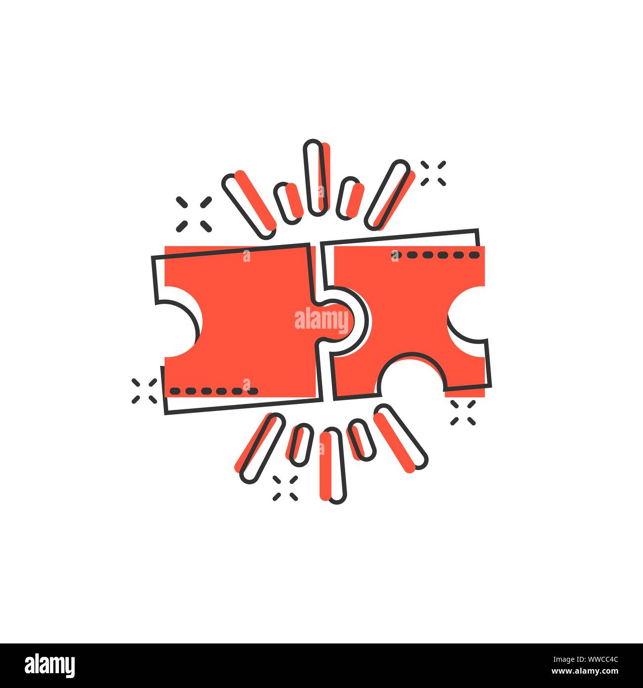 Puzzle compatible icon in comic style. Jigsaw agreement vector cartoon ...