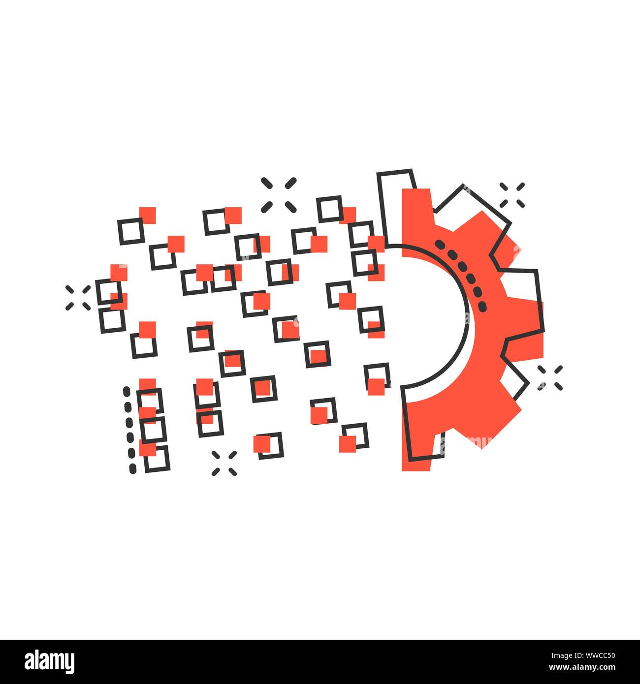 Digital gear icon in comic style. Cog vector cartoon illustration on ...
