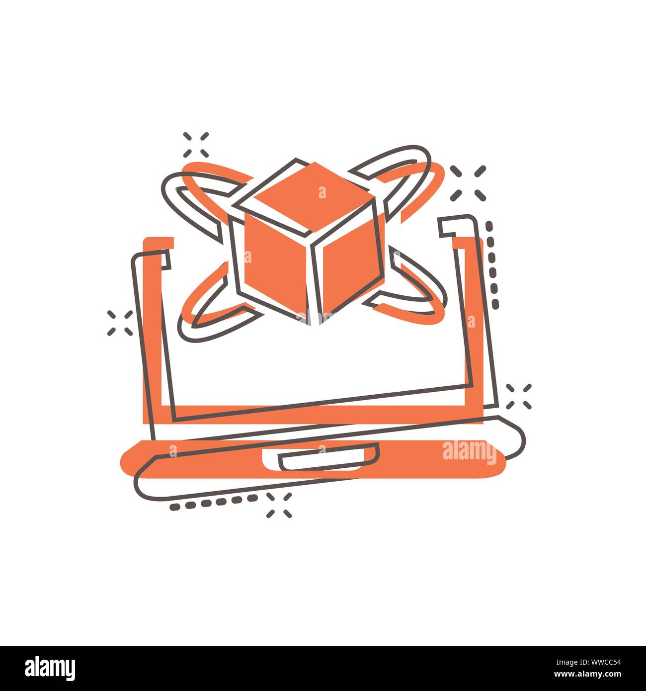 Computer simulation icon in comic style. Vr device vector cartoon ...