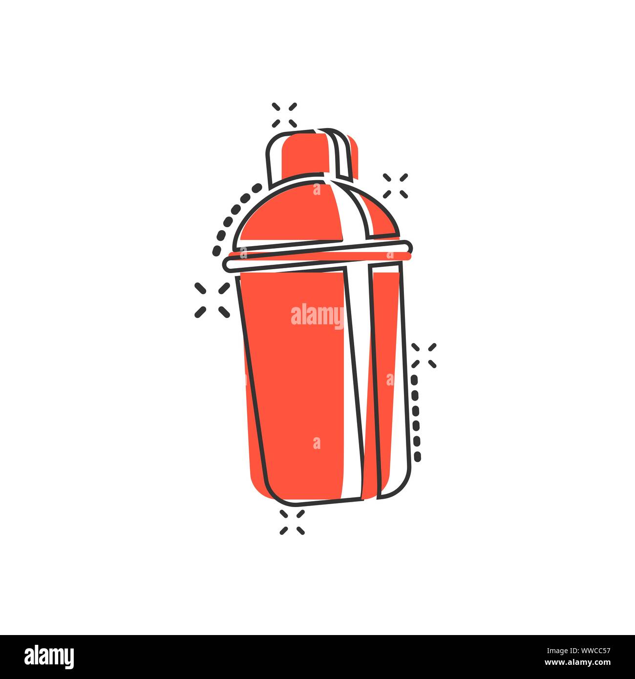 Shaker icon in comic style. Sport bottle vector cartoon illustration on ...