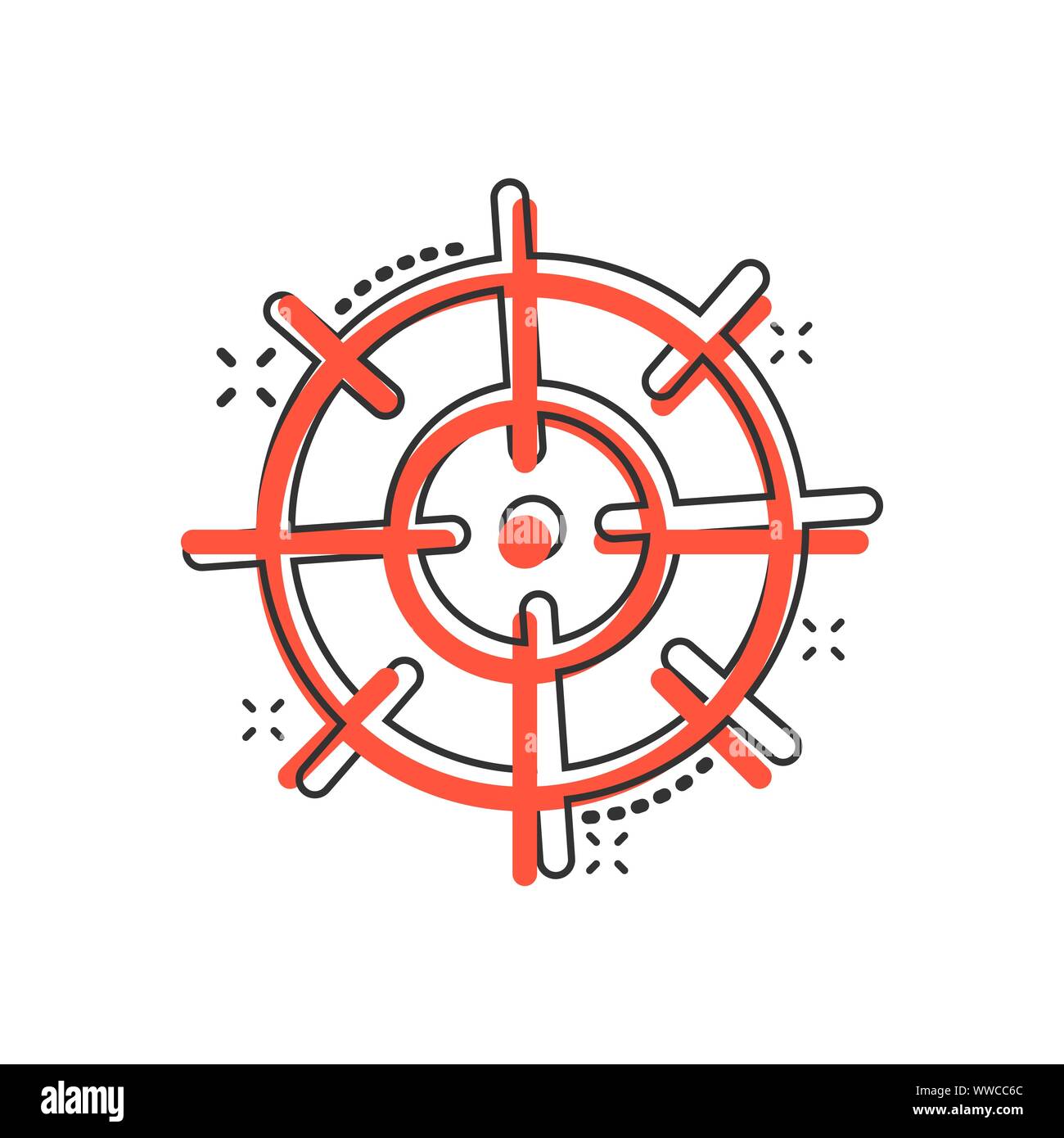 Shooting target vector icon in comic style. Aim sniper symbol cartoon ...
