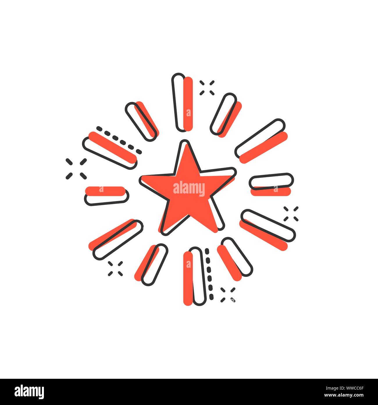 Excellence icon in comic style. Star ribbon vector cartoon illustration ...