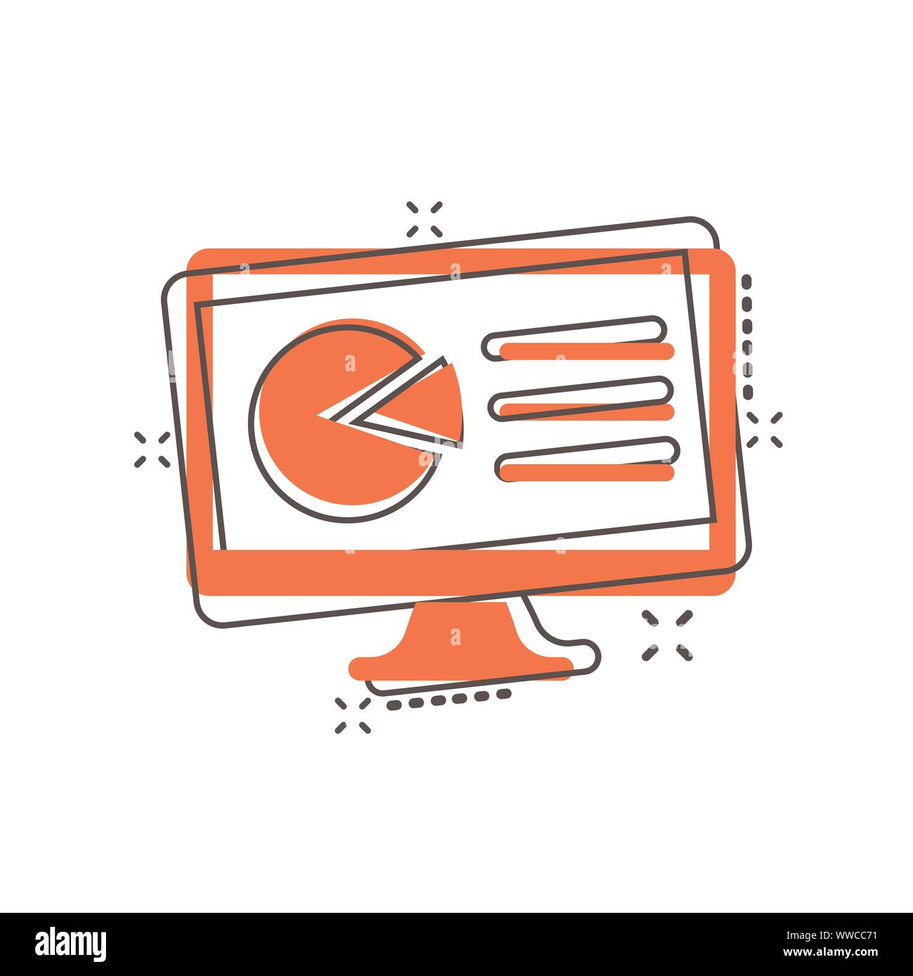 Analytic monitor icon in comic style. Diagram vector cartoon ...