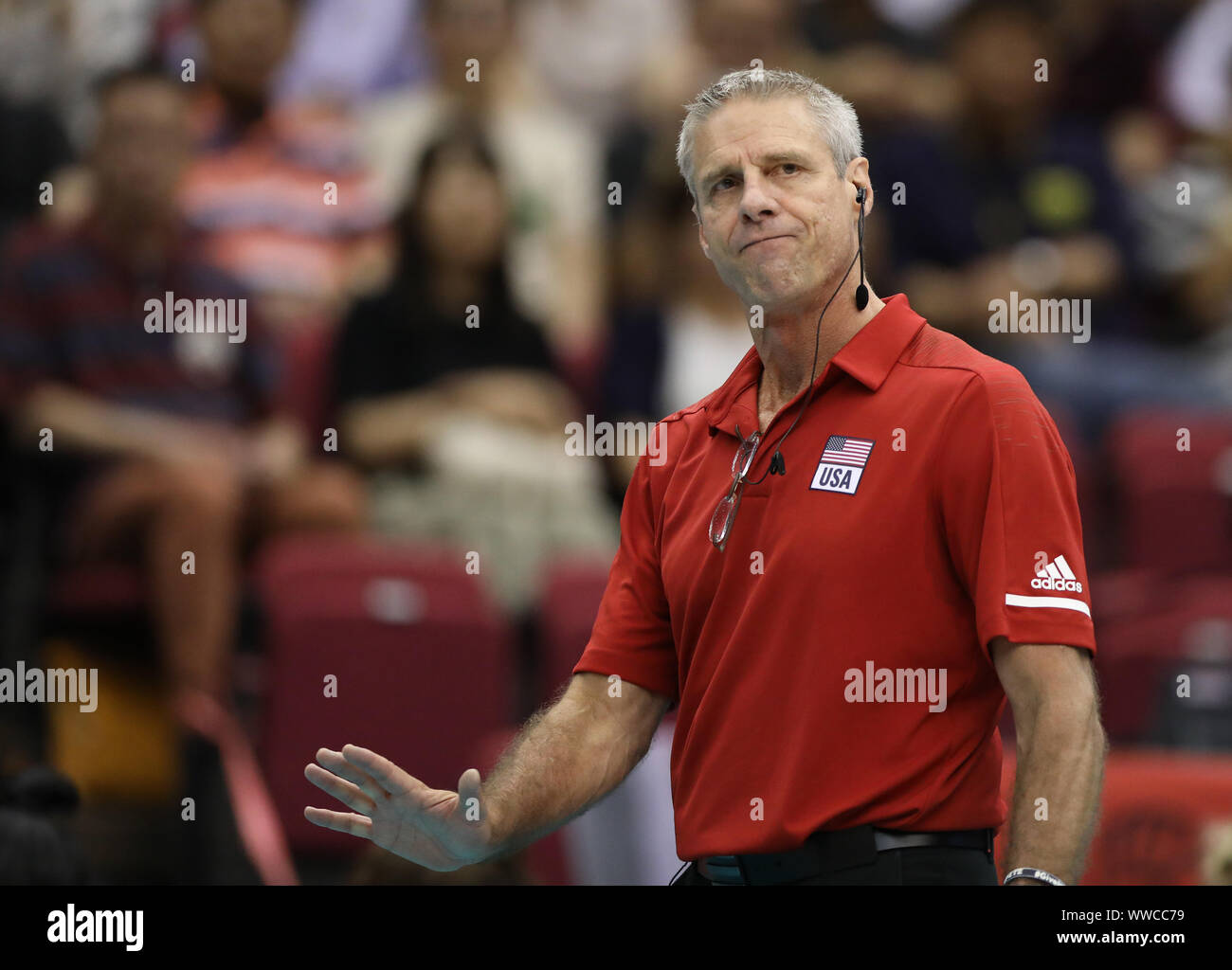 Hamamatsu, Japan. 15th Sep, 2019. Head coach of the United States Karch ...