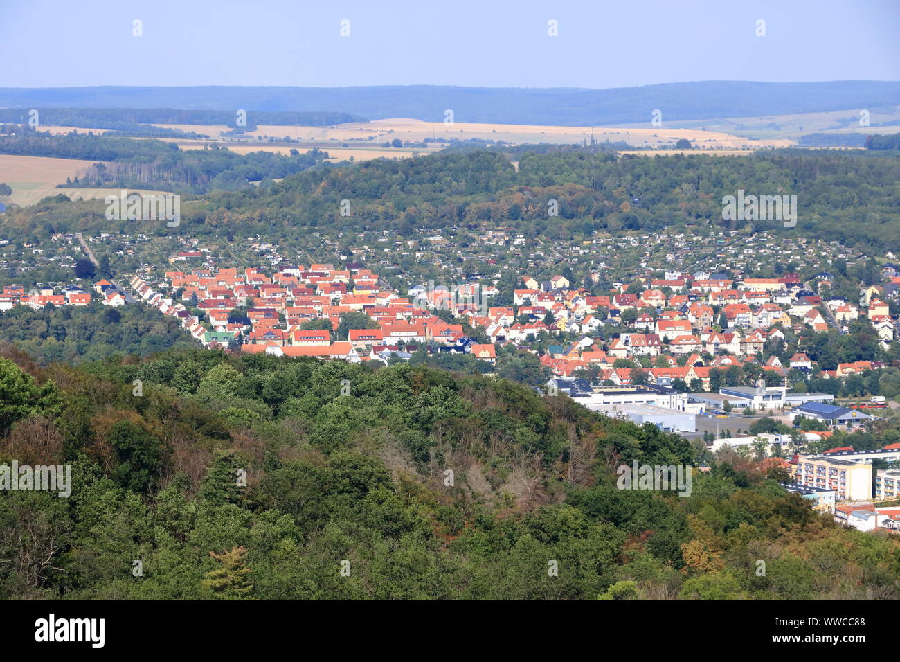 View over the thuringian forest to the wartburg hi-res stock ...