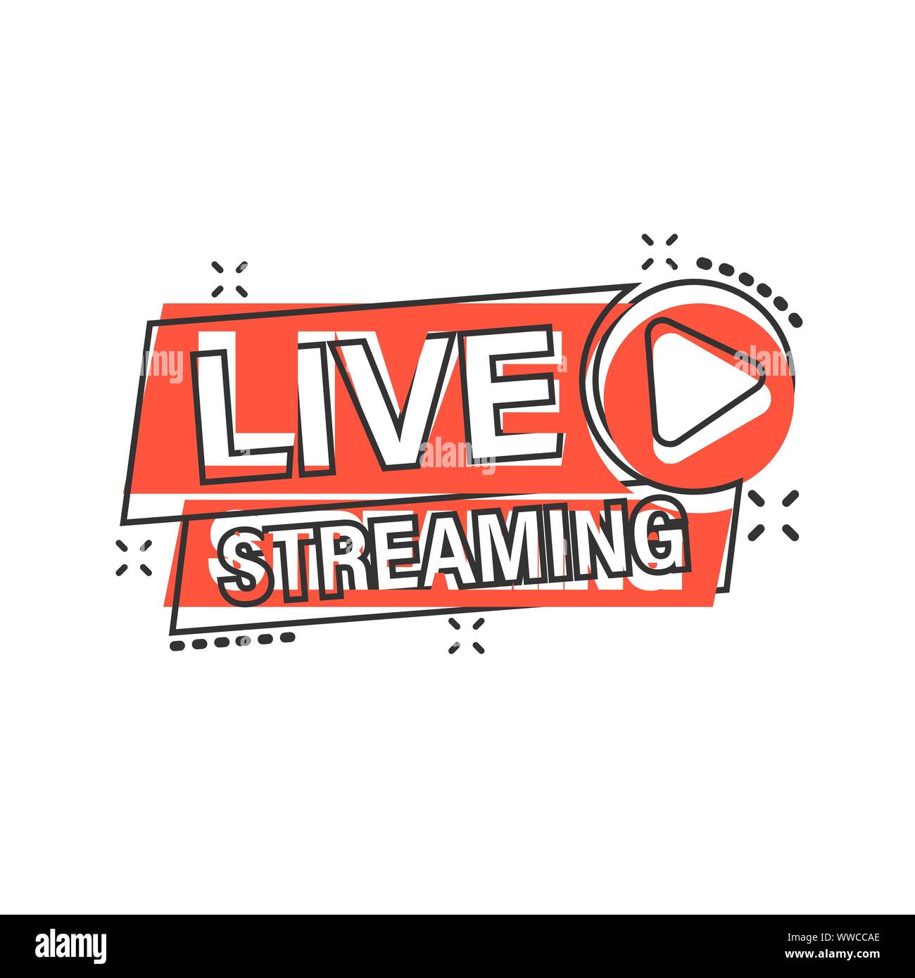 Live video icon in comic style. Streaming tv vector cartoon ...