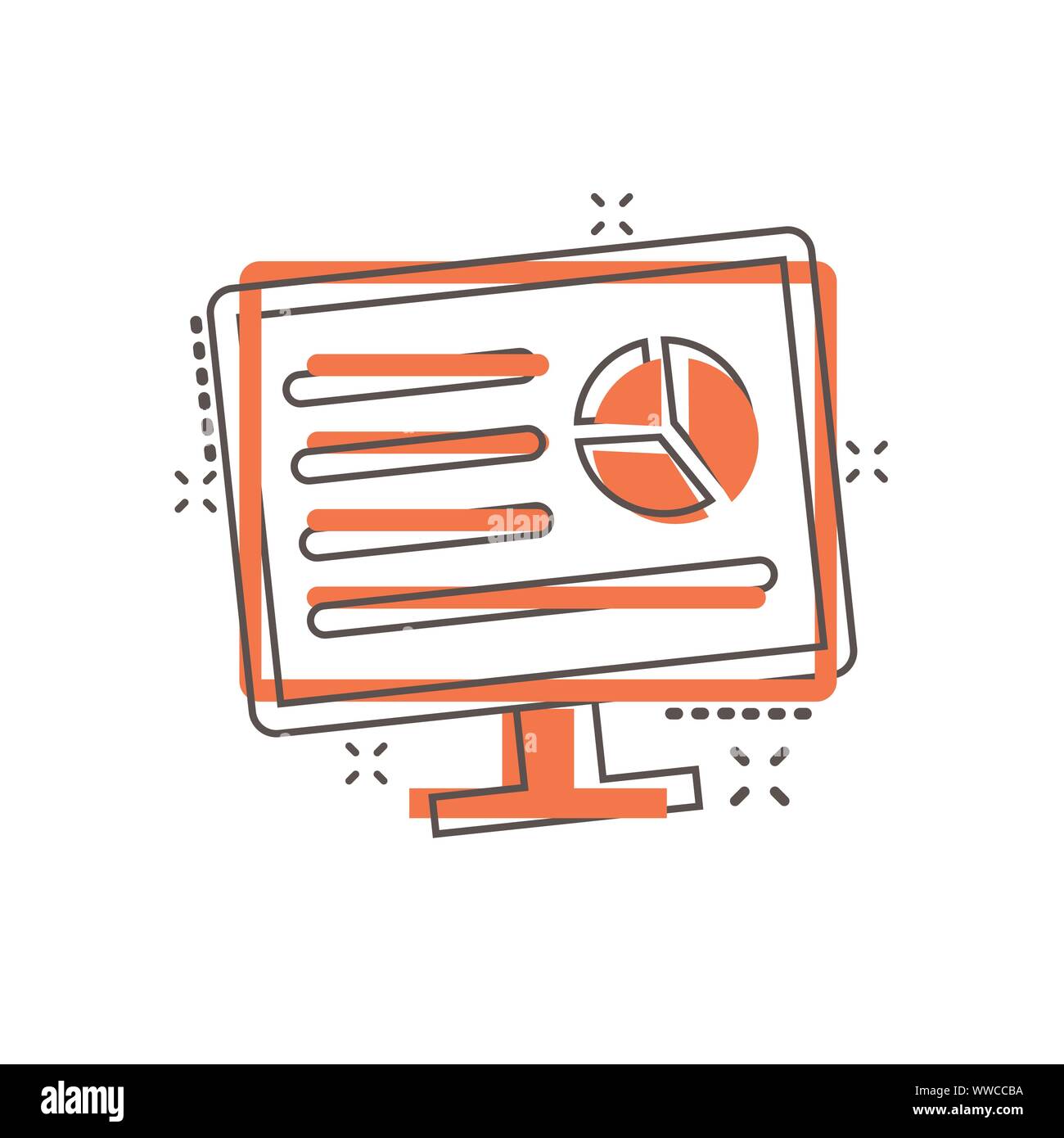 Analytic monitor icon in comic style. Diagram vector cartoon ...