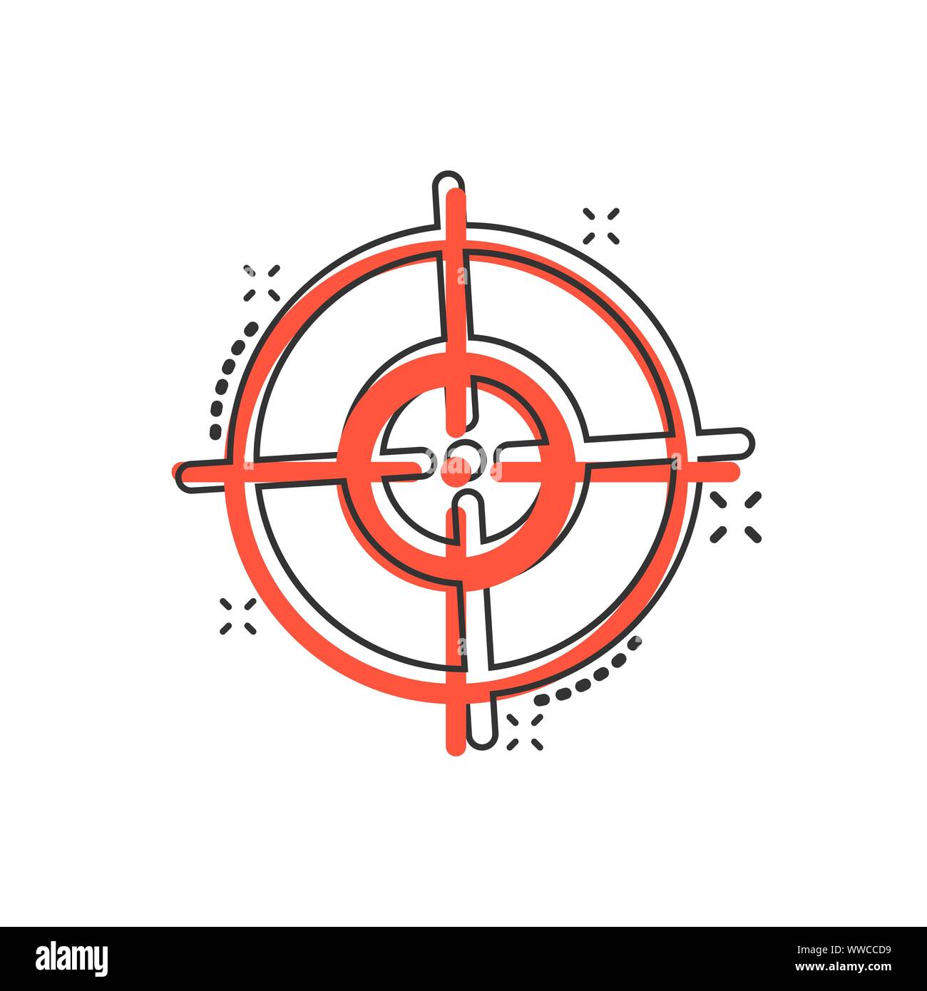 Shooting target vector icon in comic style. Aim sniper symbol cartoon ...