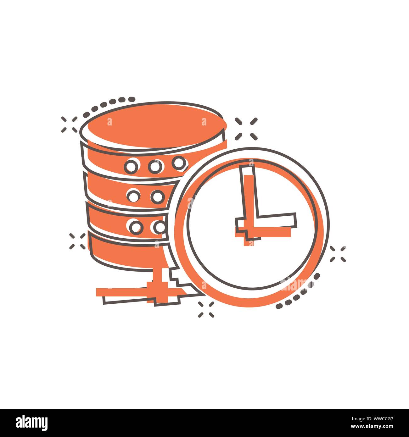 Data center icon in comic style. Clock vector cartoon illustration on ...