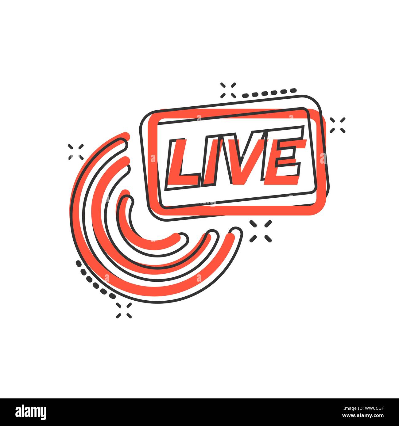 Live broadcast icon in comic style. Antenna vector cartoon illustration ...