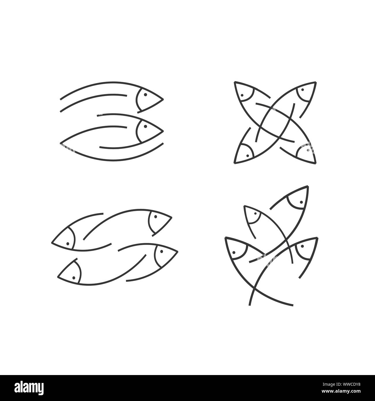simple line fish logo design vector icon isolated on white background ...