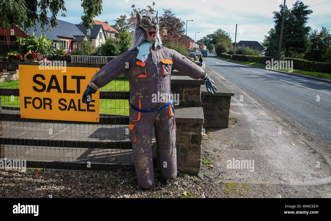 A werewolf scarecrow during the annual Charnock Richard Scarecrow ...