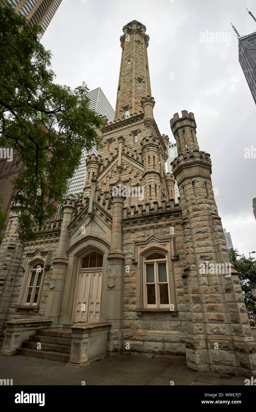 chicago water tower on north michigan avenue magnificent mile on a wet ...