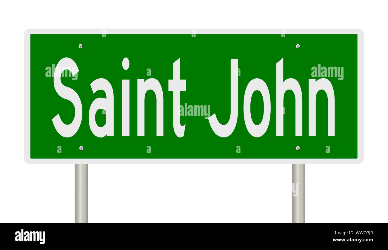 Rendering of a green road sign for Saint John Canada Stock Photo - Alamy