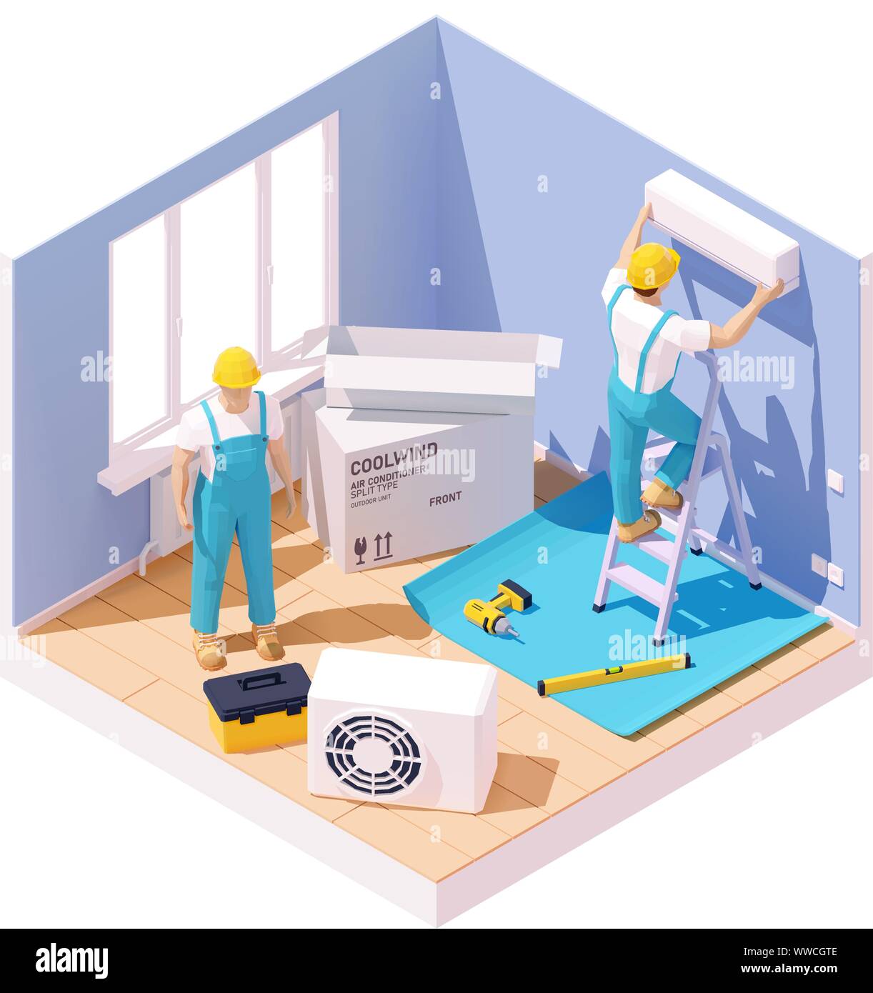 Vector isometric air conditioner installation Stock Vector Image & Art ...