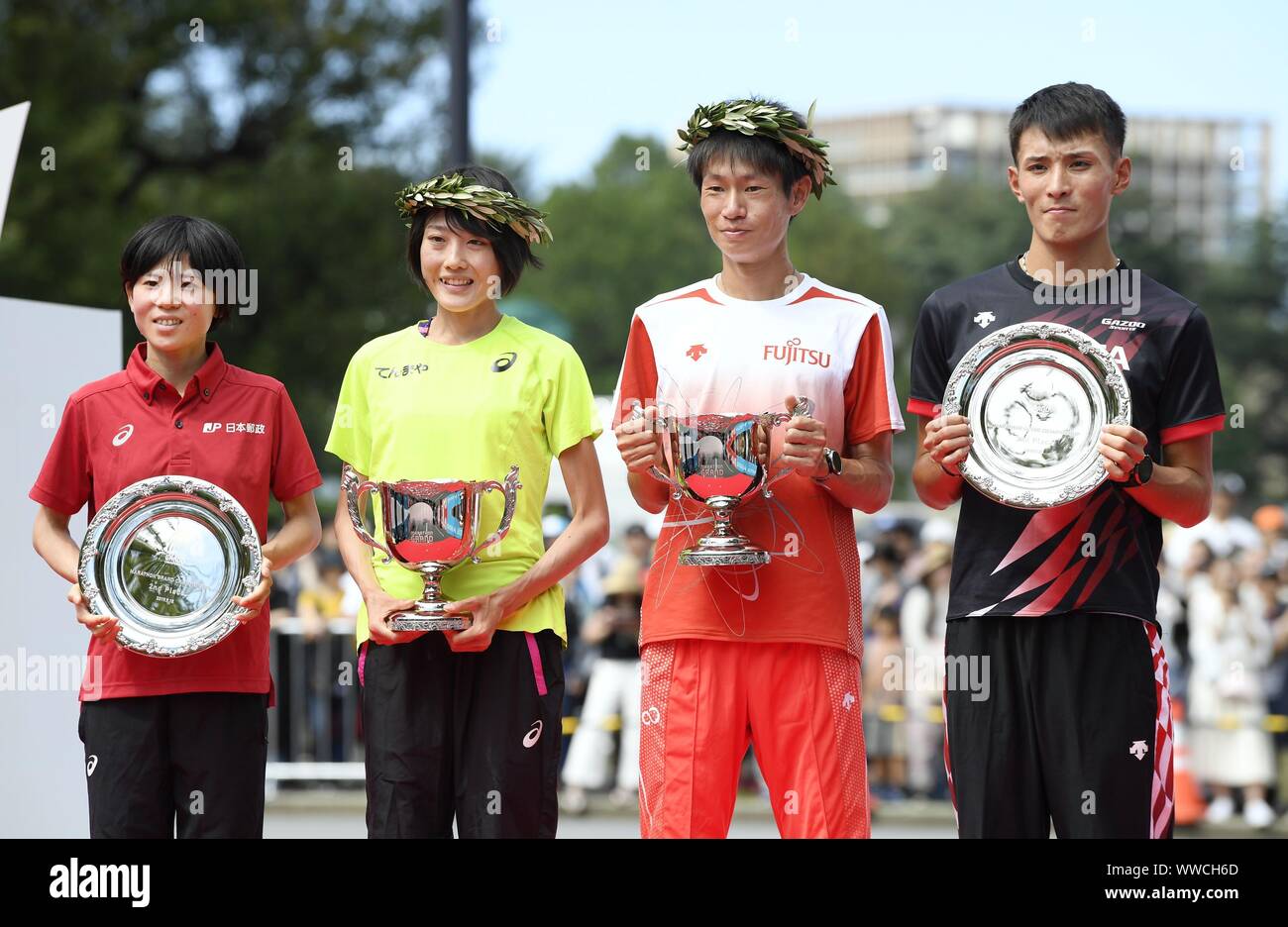 Tokyo, Japan. 15th Sep, 2019. (from L) Ayuko Suzuki, Honami Maeda, Shogo Nakamura and Yuma ...