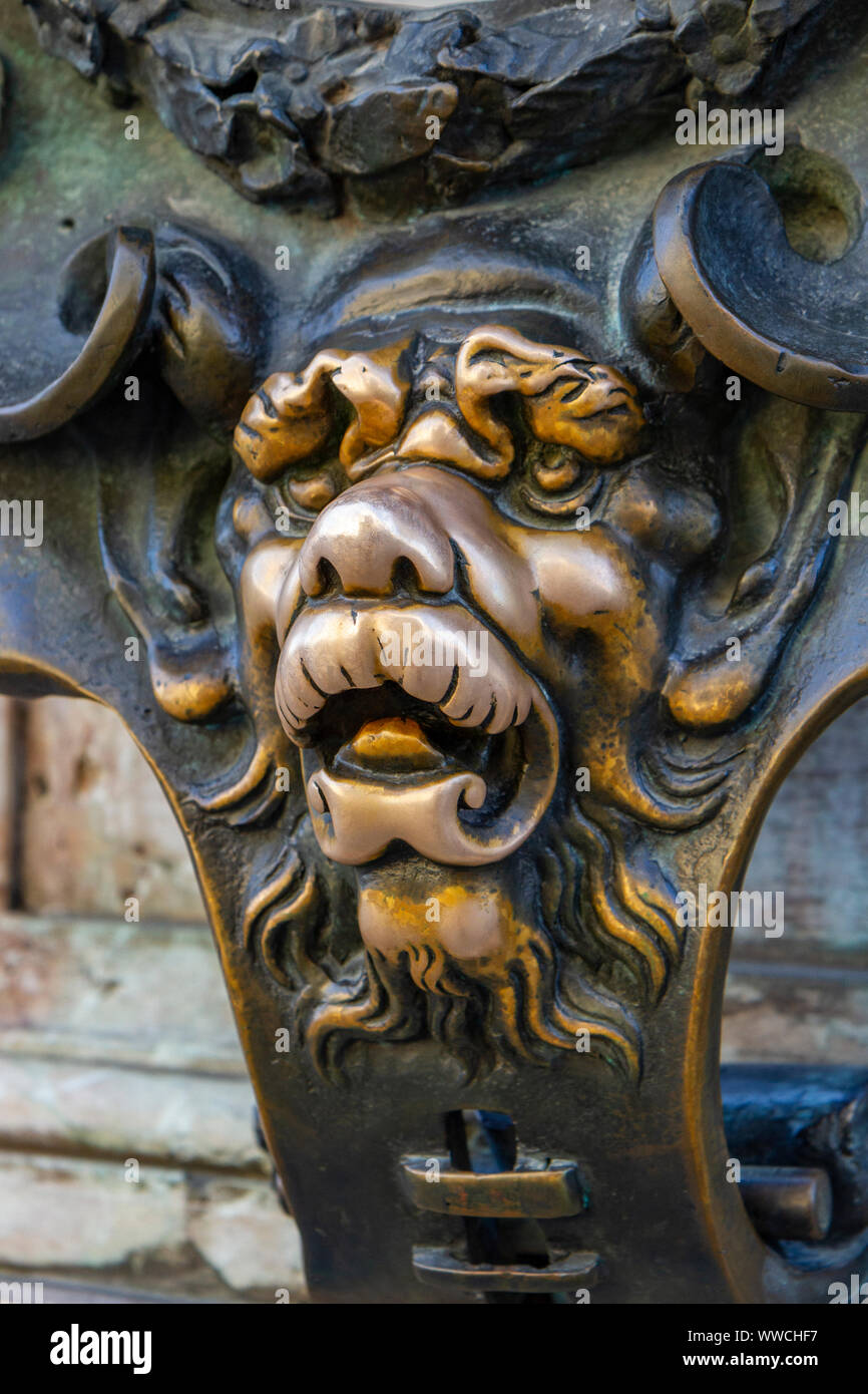 The lucky rubbed part of the Lion statue outside the Staatliche ...
