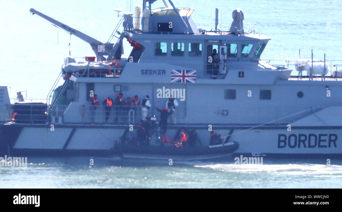 Migrants brought to the port of dover my border force hi-res stock ...