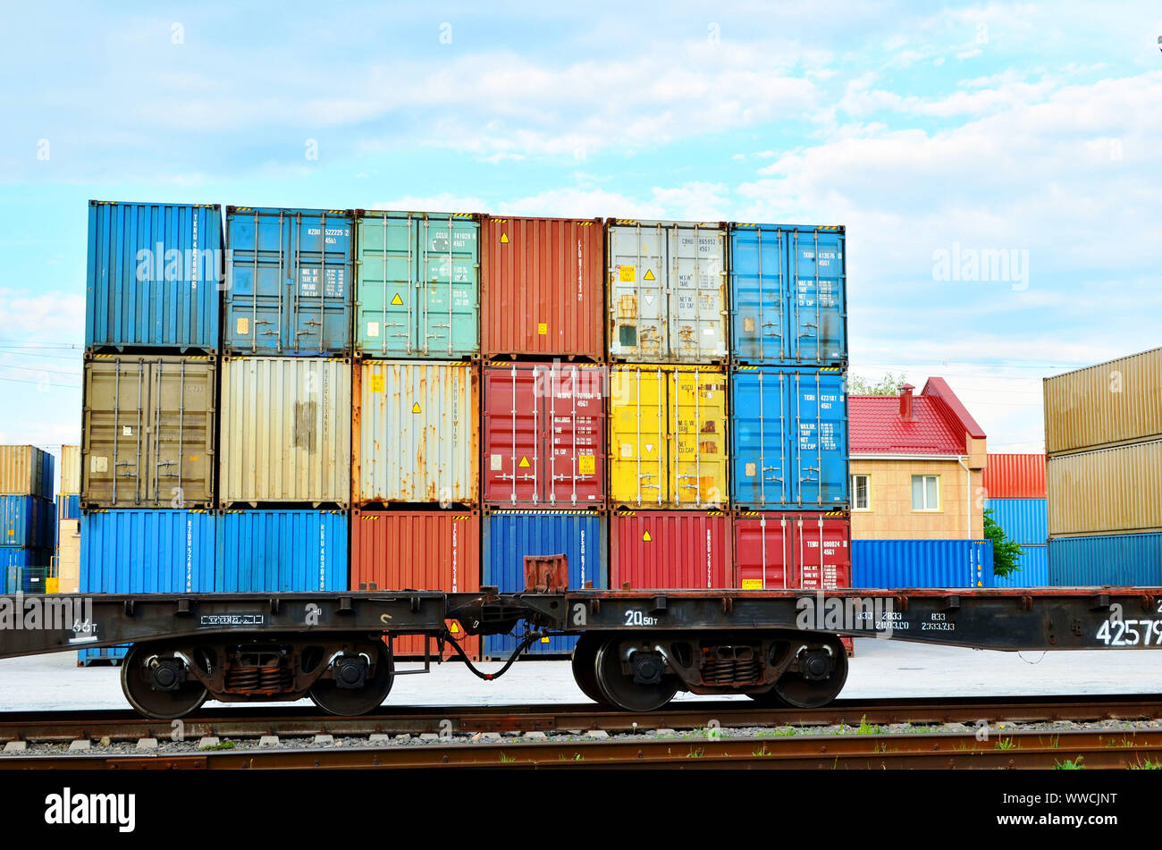 Cargo dock terminal with sea containers. logistic warehouse port of ...