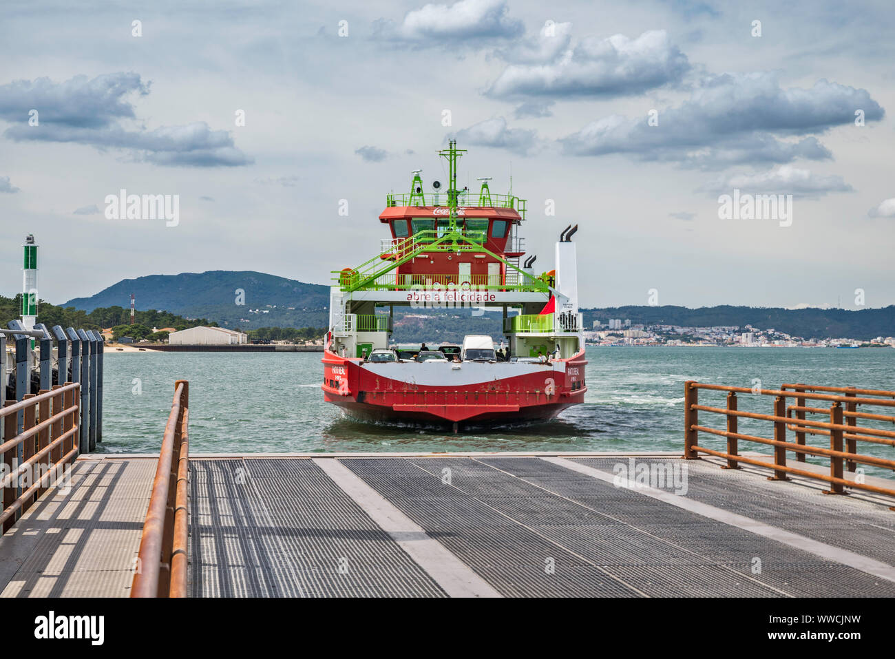 Pato Real ferry boat coming from Setubal to Troia, Tróia Peninsula ...