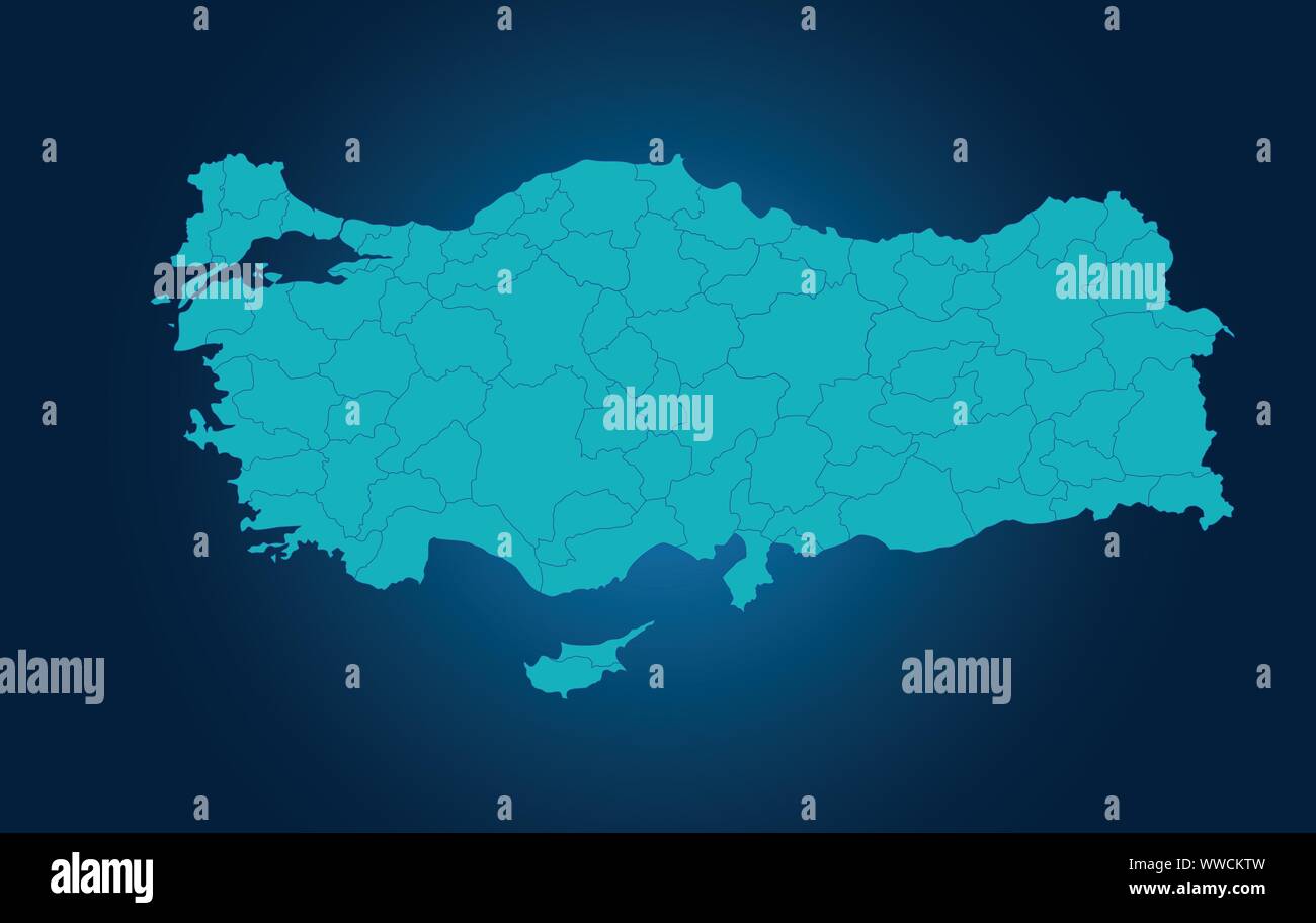 Turkey Vector Map of regional vector Green Color Study Stock Vector ...