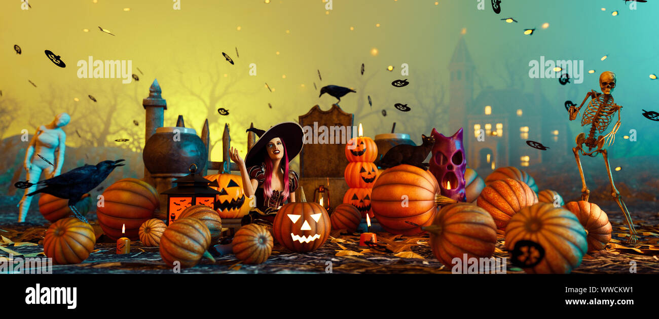 Halloween dark scene mummy witch hi-res stock photography and images ...