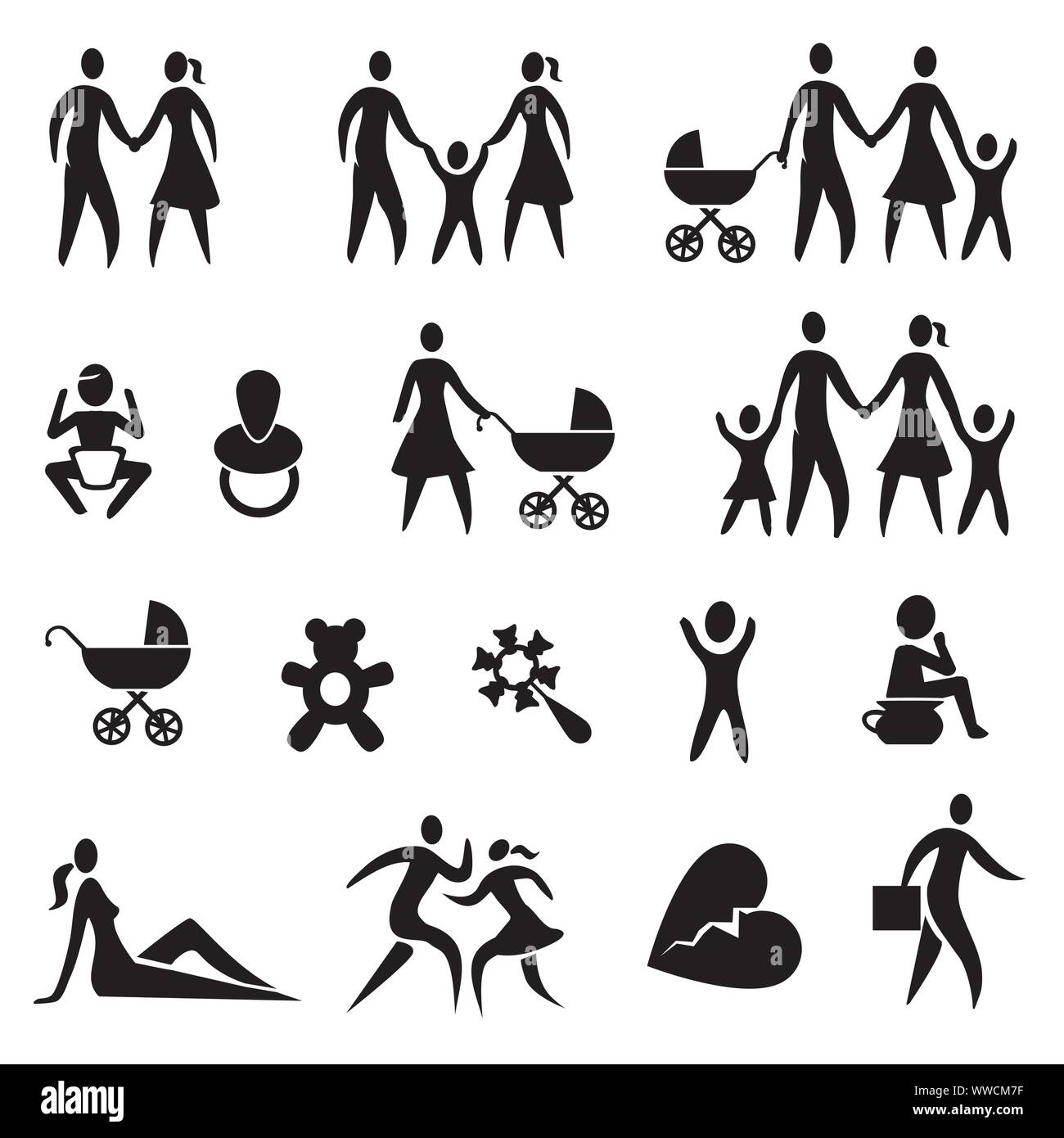 Happy father children family icon hi-res stock photography and images ...