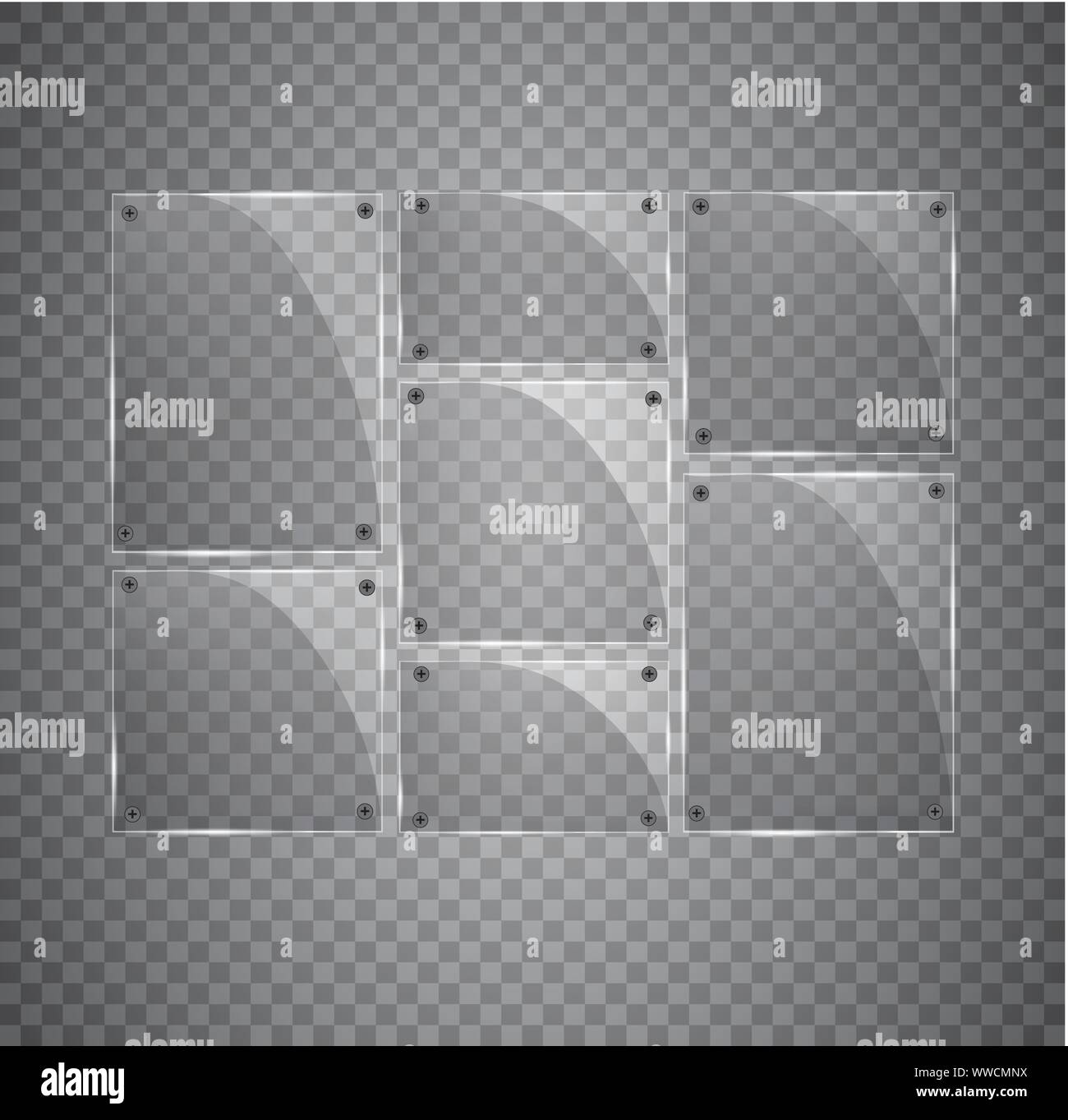 Vector modern transparent glass plates set on transparent background ...
