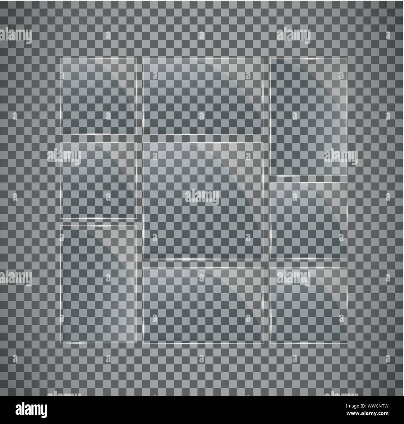Vector modern transparent glass plates set on transparent background ...