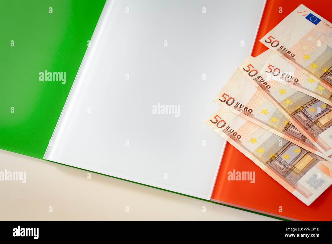 Irish flag with euro banknotes Stock Photo - Alamy