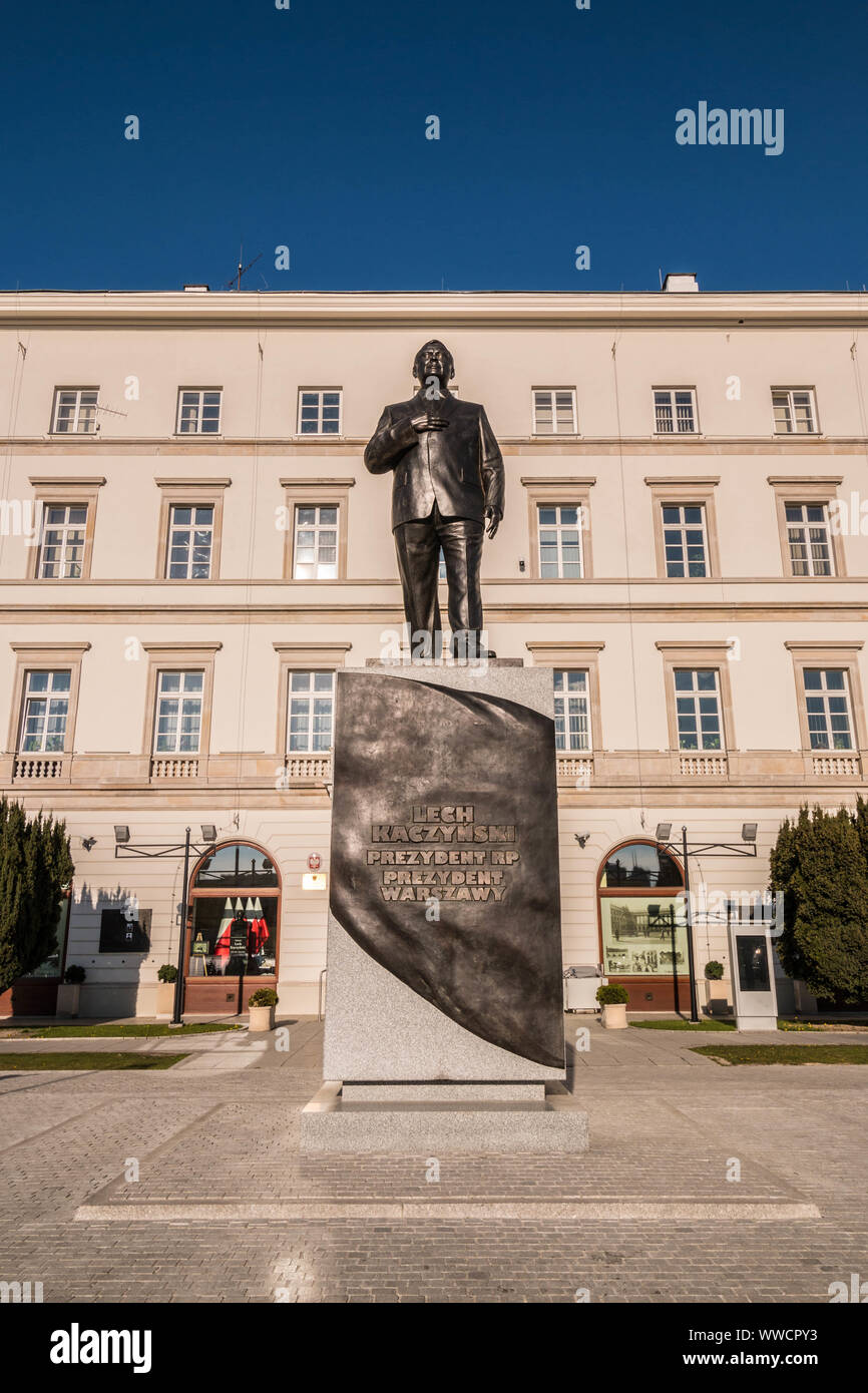 Warsaw, Poland - April 20, 2019: Monument to late polish president Lech ...