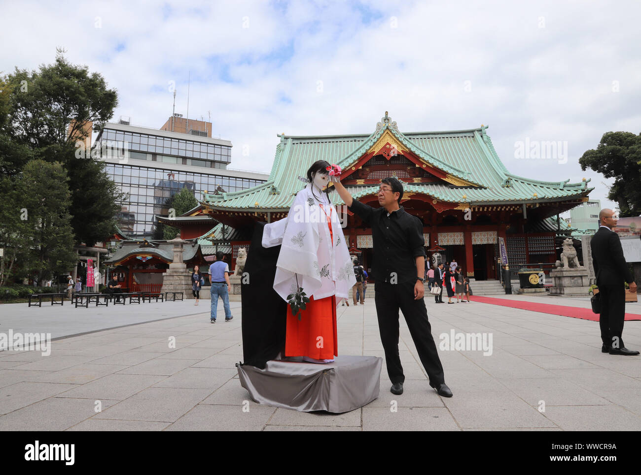 Tokyo, Japan. 14th Sep, 2019. A humanoid robot Cocona Kosaka moves with ...